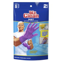Mr. Clean Duet Reusable Latex Cleaning Gloves with Non-Slip Grip, Small ...